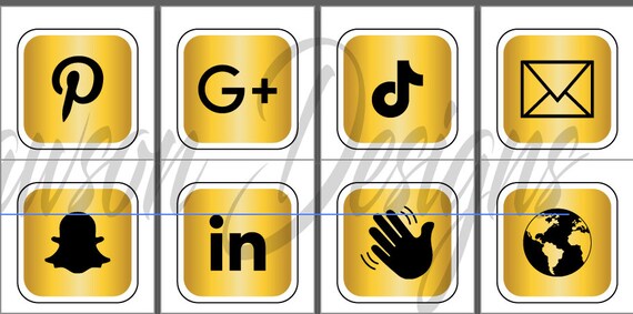 Gold Square Metallic Social Media Icons Great for Branding | Etsy