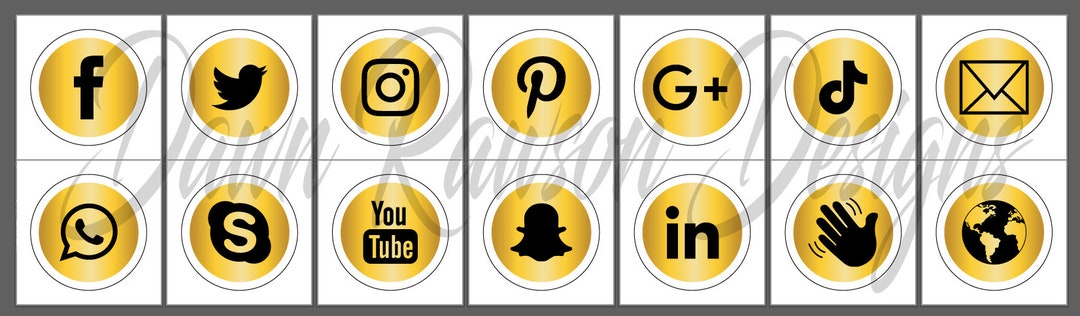 Gold Metallic Social Media Icons, Great for Branding, Resumes ...