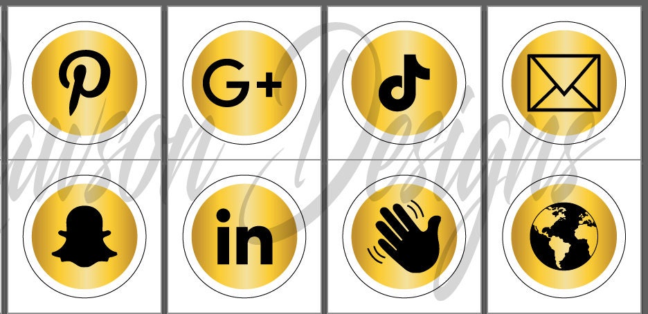 Gold Metallic Social Media Icons, Great for Branding, Resumes ...