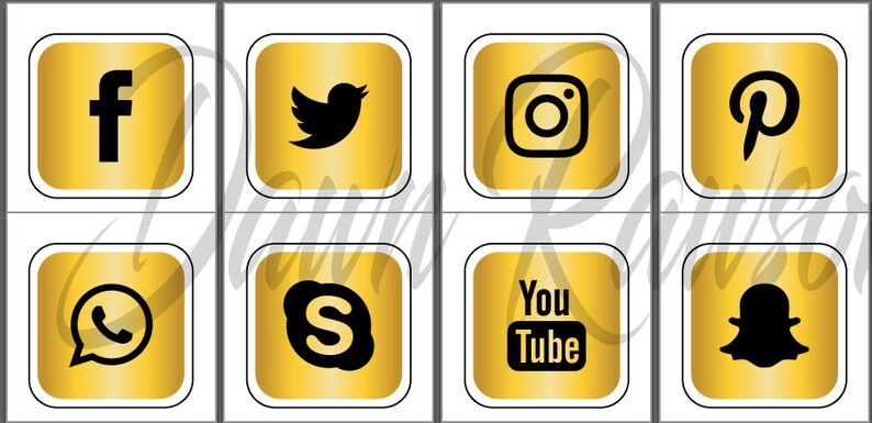 Gold Square Metallic Social Media Icons, Great for Branding, Resumes ...