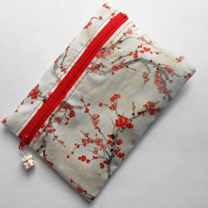 Front Zipper Pouch, Red Zipper Bag, Small Handmade Womens Pouch, Make ...