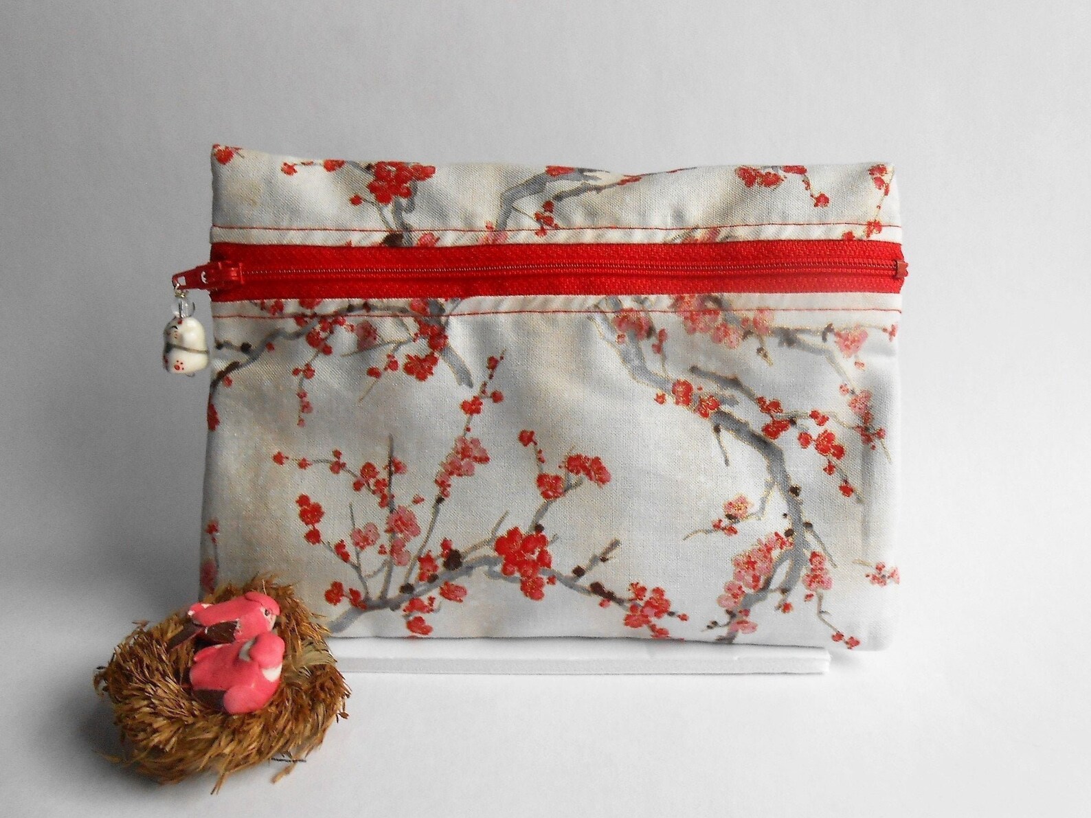 Front Zipper Pouch Red Zipper Bag Small Handmade Womens - Etsy