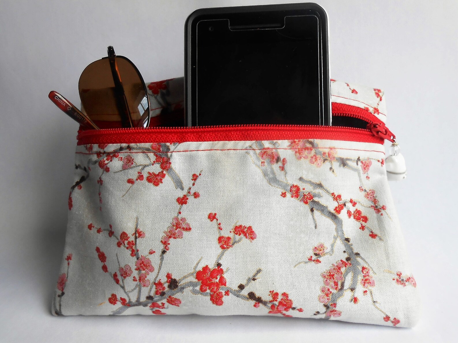Front Zipper Pouch Red Zipper Bag Small Handmade Womens - Etsy