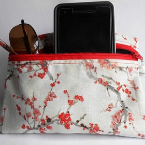 Front Zipper Pouch, Red Zipper Bag, Small Handmade Womens Pouch, Make ...