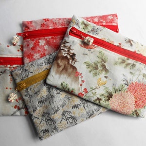 Front Zipper Pouch, Red Zipper Bag, Small Handmade Womens Pouch, Make ...