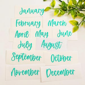 Month Stickers, Months of the Year Decals, Water Resistant Vinyl ...