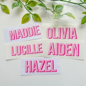 Double Layered Name Sticker, 3D Shadow Name Vinyl Decal, Custom Name ...