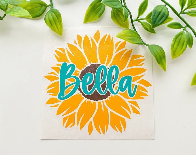 SUNFLOWER NAME DECAL With Navy Background Sunflower Sticker Sunflower ...