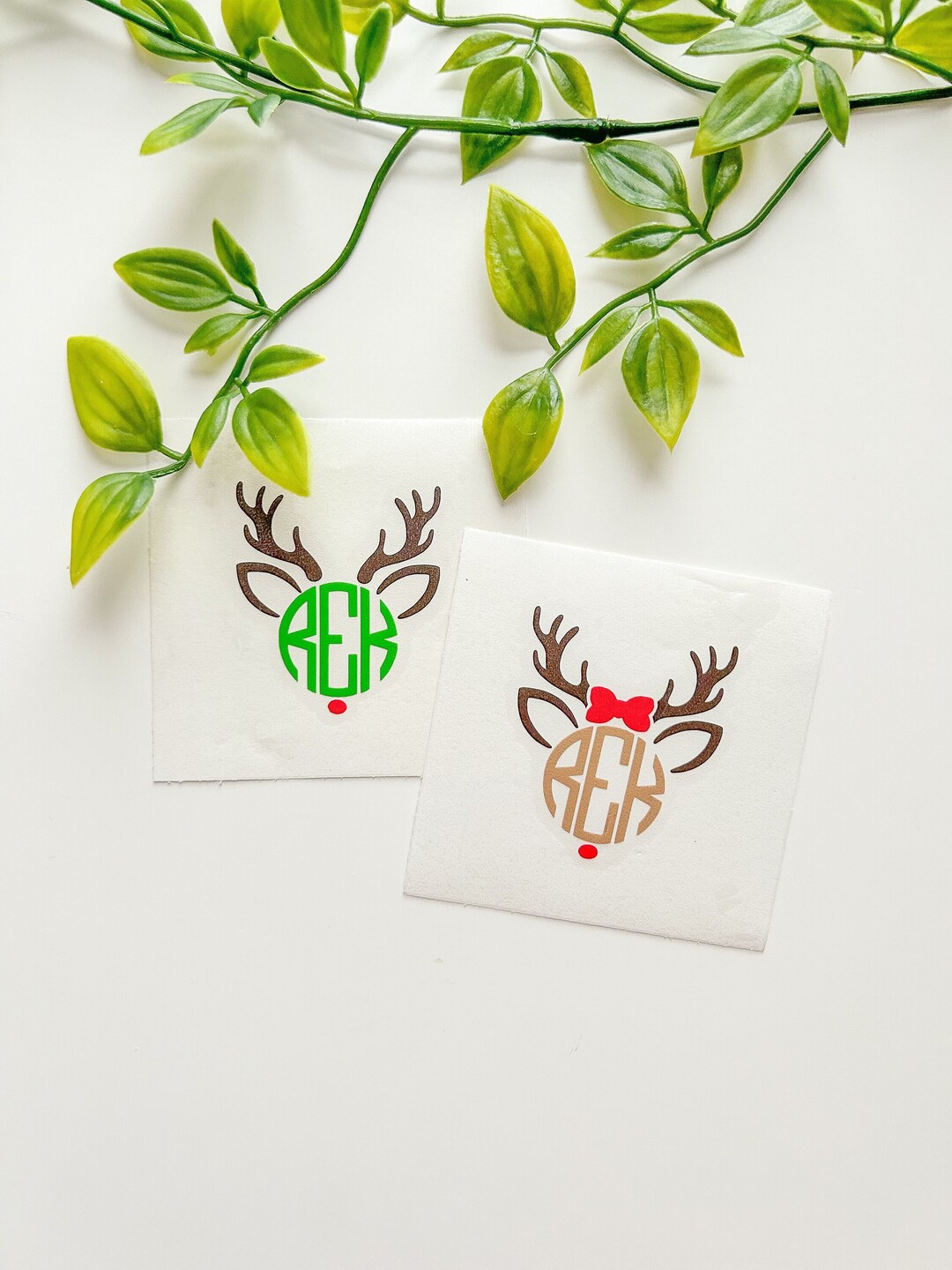 Christmas Monogram Reindeer Monogram Sticker Circular Monogram Holiday ...