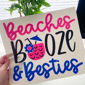 Beaches Booze and Besties, Water Resistant Tumbler Stickers, Vacation ...