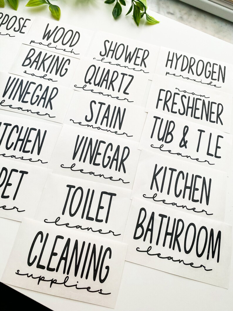 Cleaning Labels, Water Resistant, Spray Bottle Vinyl Decals ...