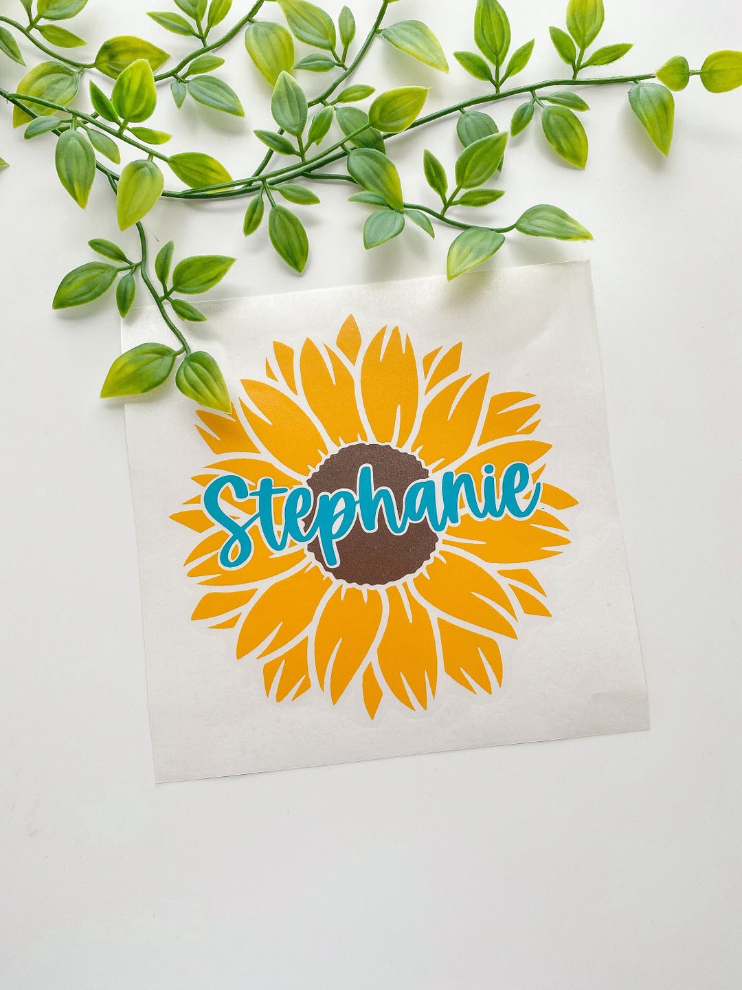 Sunflower Name Sticker Custom Name Sunflower Decal - Etsy