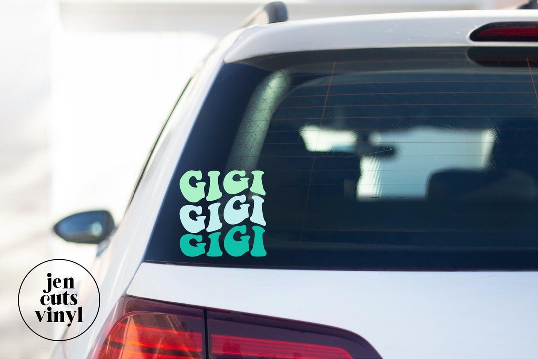 Retro Gigi Decal, Water Resistant Car Decal, Wavy Font, Tumbler Vinyl ...