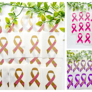 BULK Cancer Awareness Ribbon Stickers, Waterproof Vinyl Stickers ...