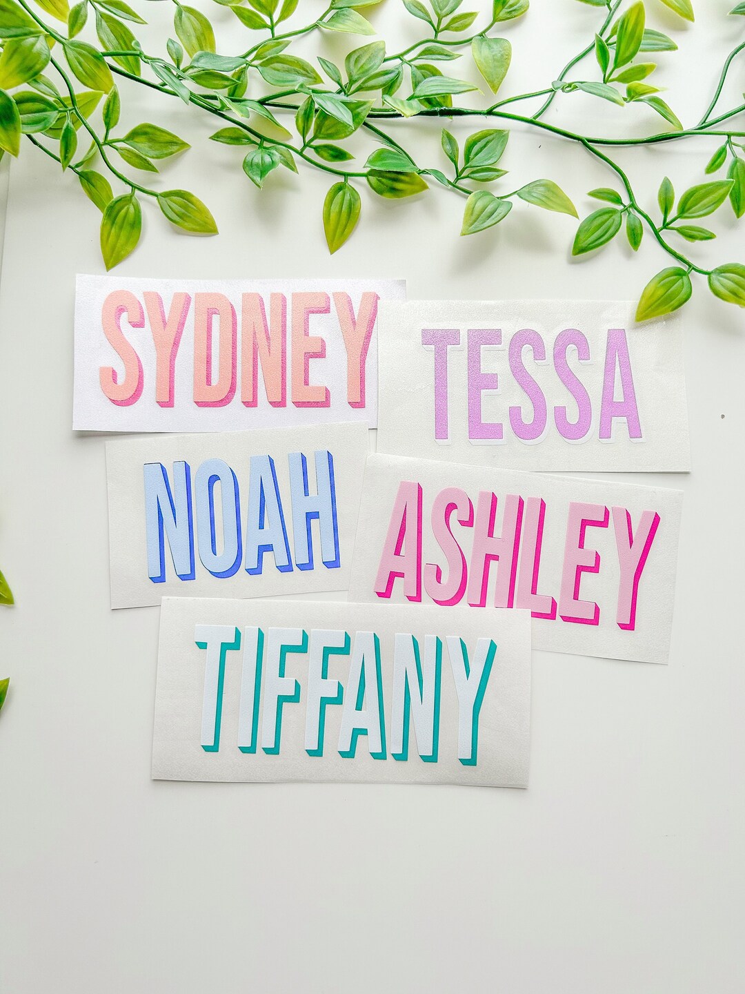 Double Layered Name Sticker, 3D Shadow Name Vinyl Decal, Custom Name ...