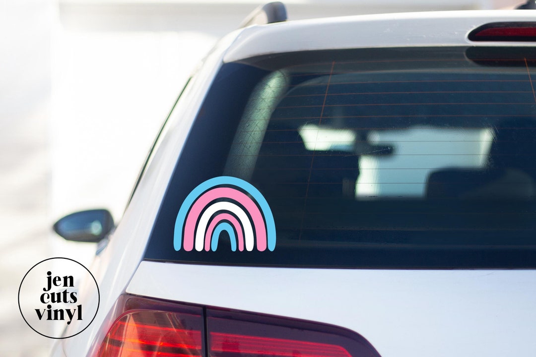 Trans Sticker, Trans Rainbow Decal, Water Resistant Car Decal, Laptop ...