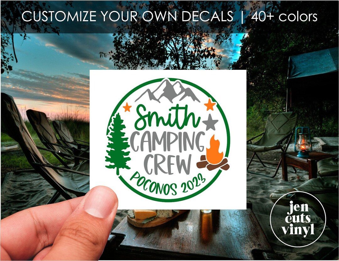 Custom Camp Decals, Waterproof Camping Tumbler Stickers, Personalized ...