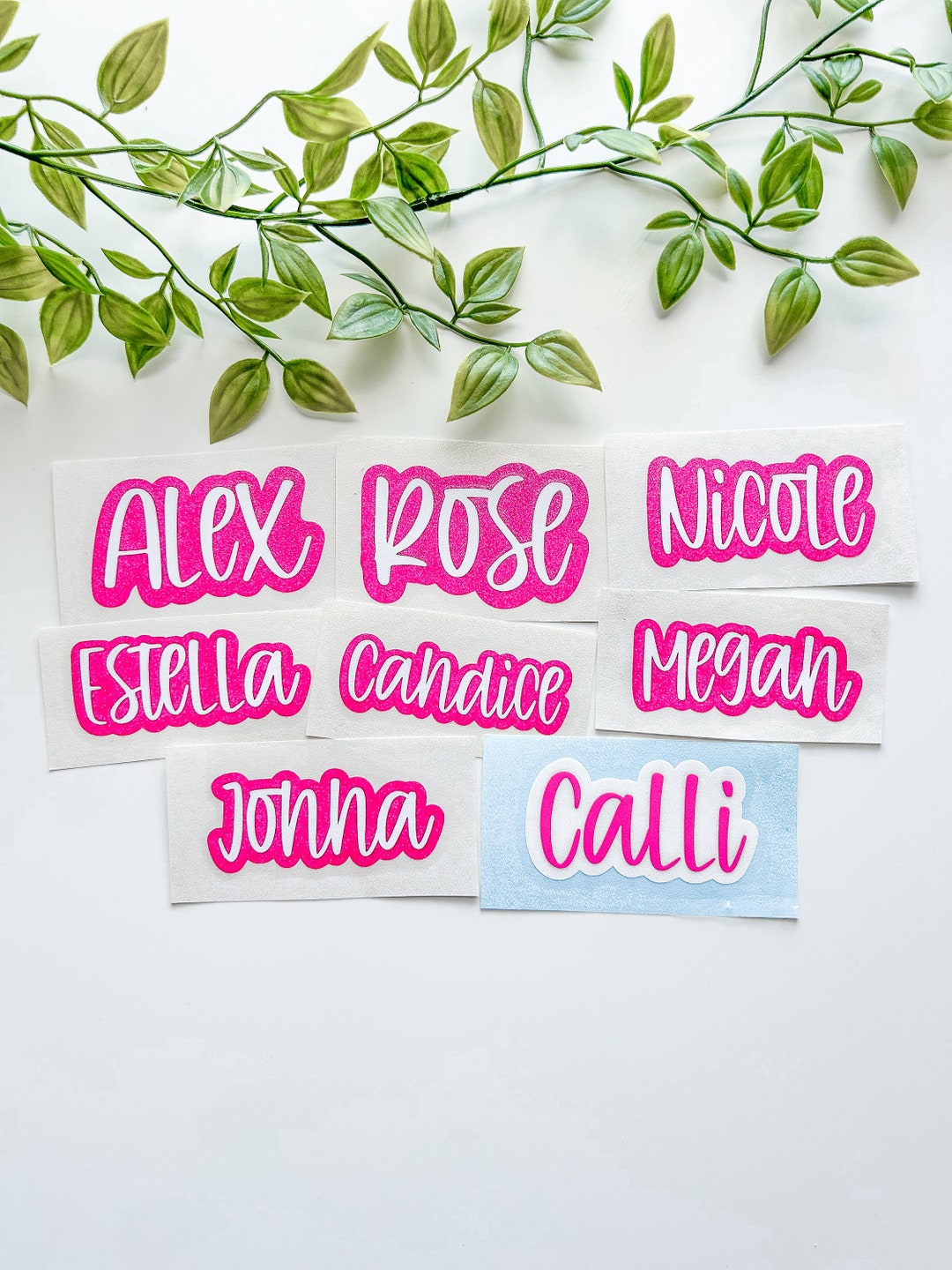 Custom Vinyl Sticker Name. Handwritten Girly Font. Layered With Two ...