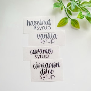Coffee Syrup Stickers, Waterproof Vinyl Stickers, Syrup Bottle Labels ...