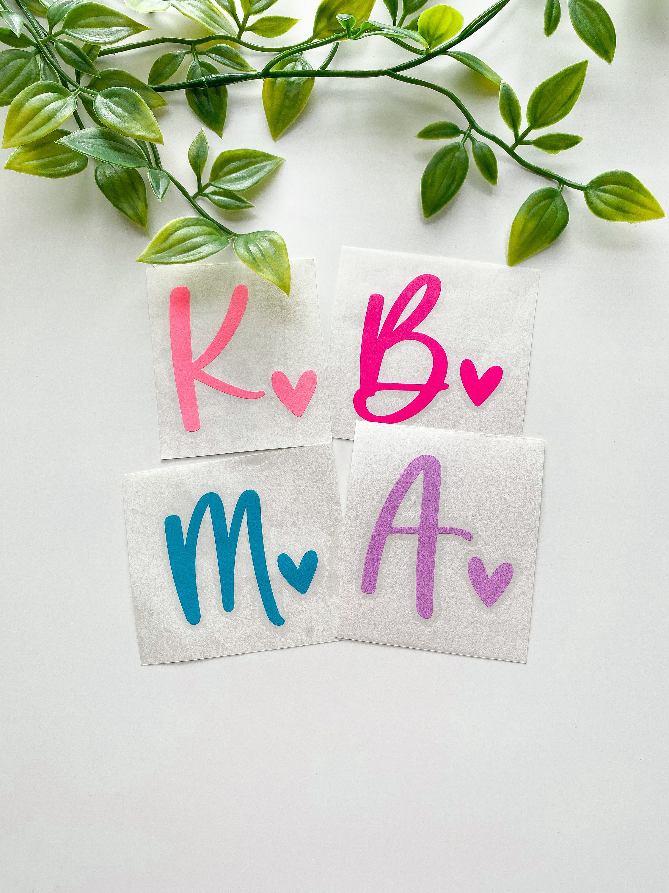 Monogram Letter Single Letter Sticker Monogram With Heart - Etsy