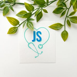 Custom Nurse Sticker, Nurse Monogram, Double Layer Monogram, 3D Shadow ...