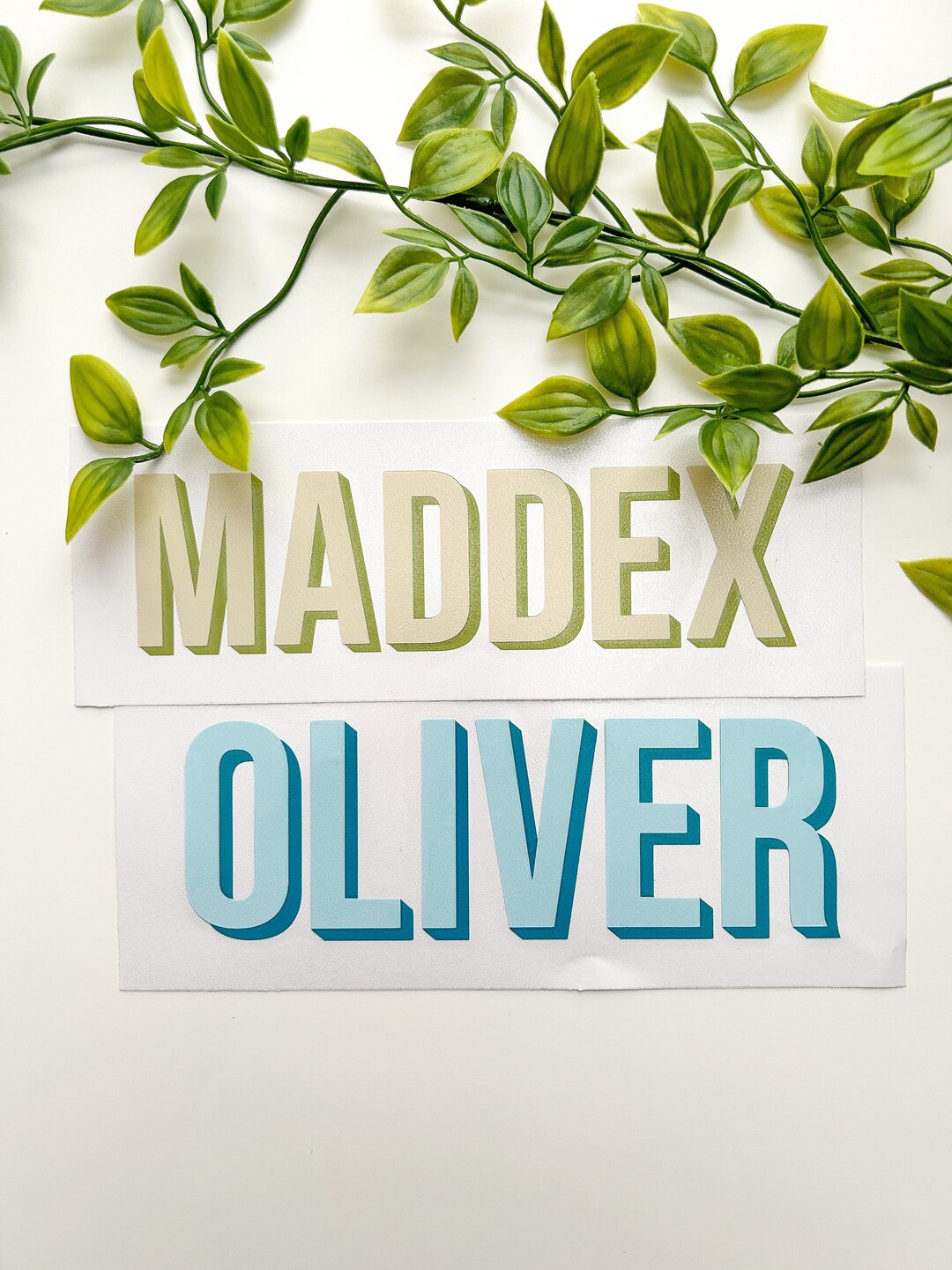 Double Layered Name Sticker, 3D Shadow Name Vinyl Decal, Custom Name ...