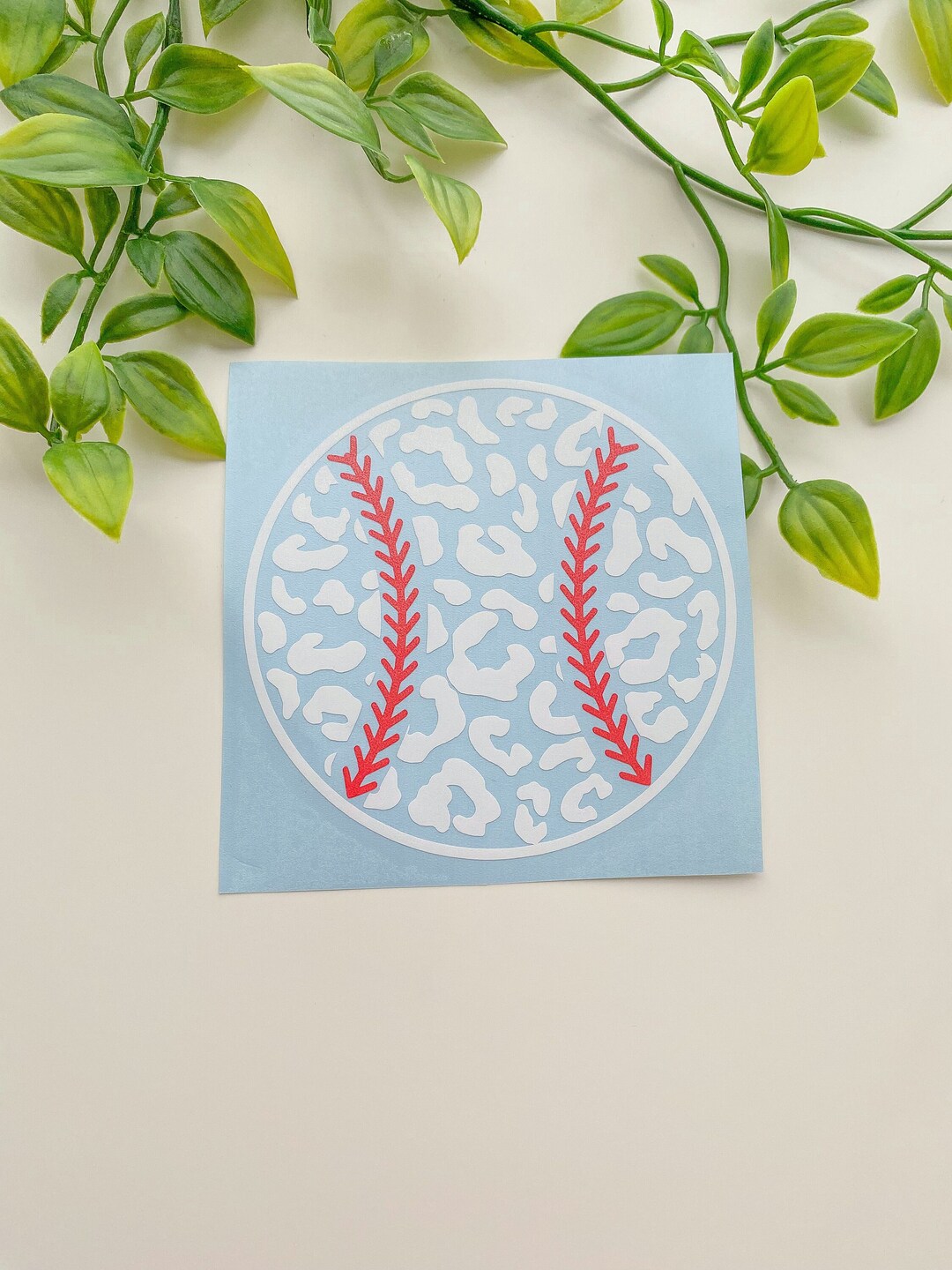 Leopard Baseball Sticker, Leopard Print Baseball Vinyl Decal ...