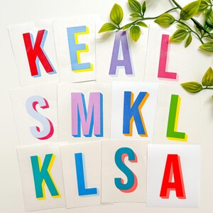 Double Layer Monogram Sticker | 3D Shadow Initial Letters Vinyl Decal ...