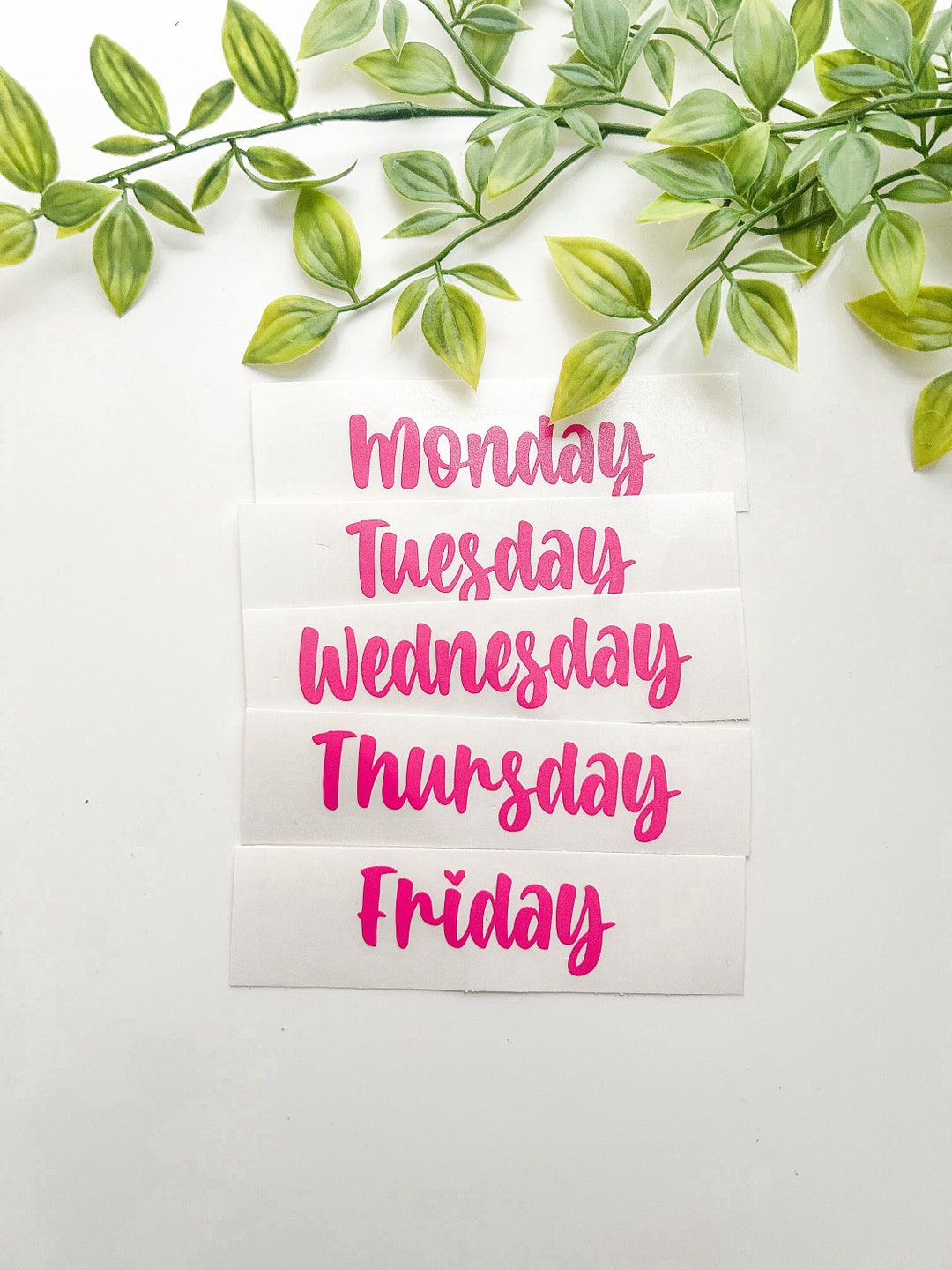 Days of the Week Stickers, Water Resistant Transfer Stickers, Days of ...