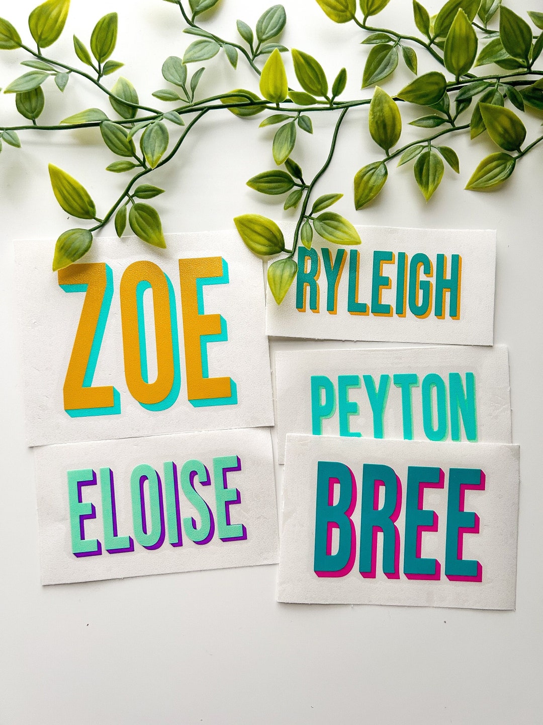 Double Layered Name Sticker, 3D Shadow Name Vinyl Decal, Custom Name ...