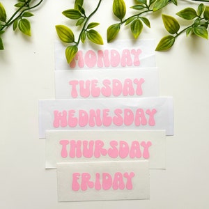 Days of the Week Stickers, Water Resistant Transfer Stickers, Days of ...