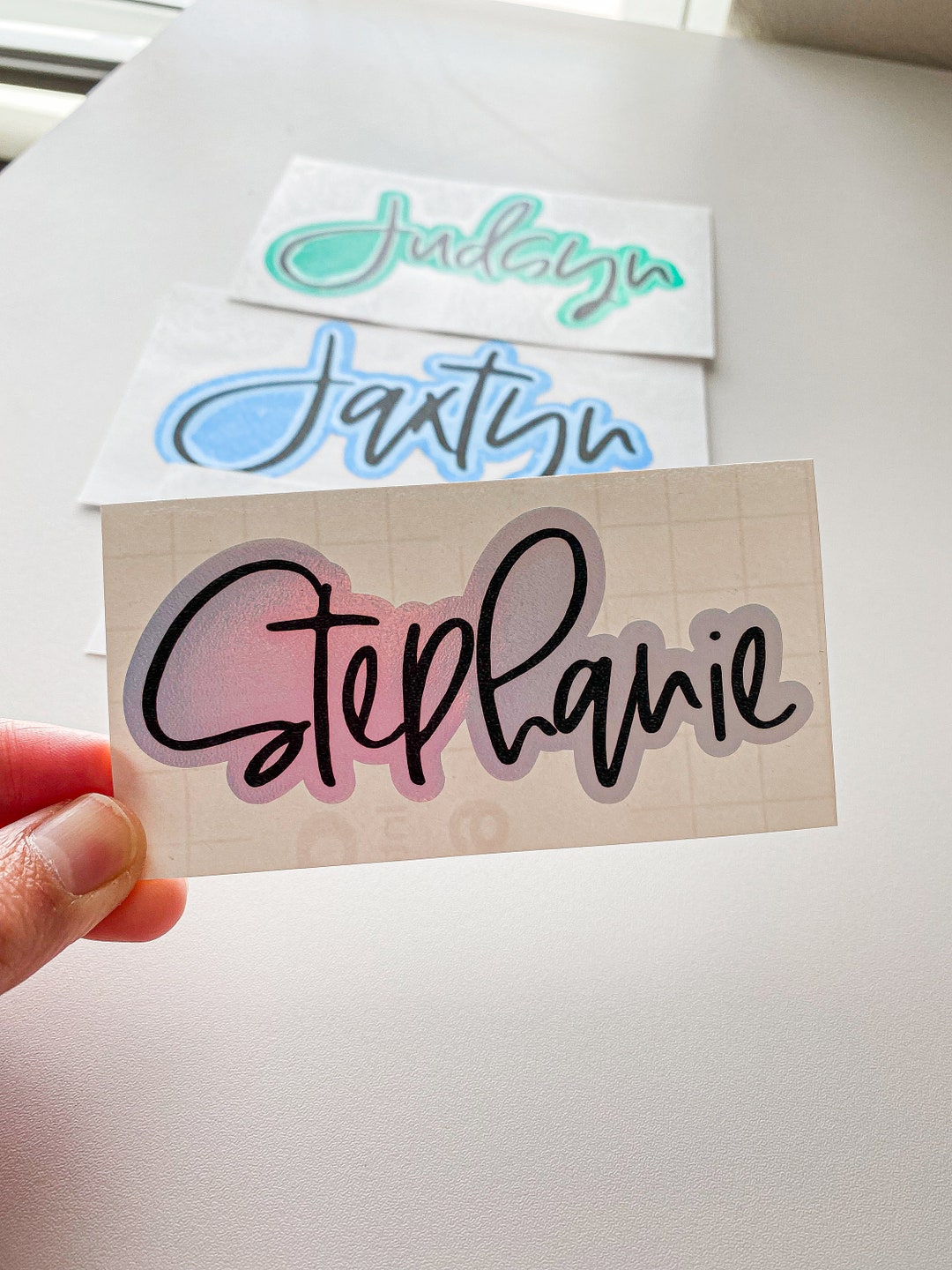 Layered Name Sticker, Name Vinyl Decal, Waterproof Vinyl Sticker ...