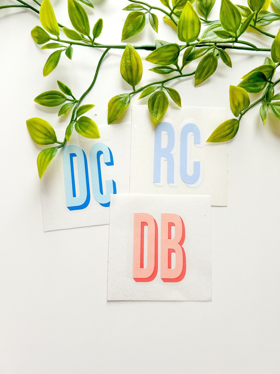 Skinny Double Layer Monogram Sticker | 3D Shadow Initial Letters Vinyl ...
