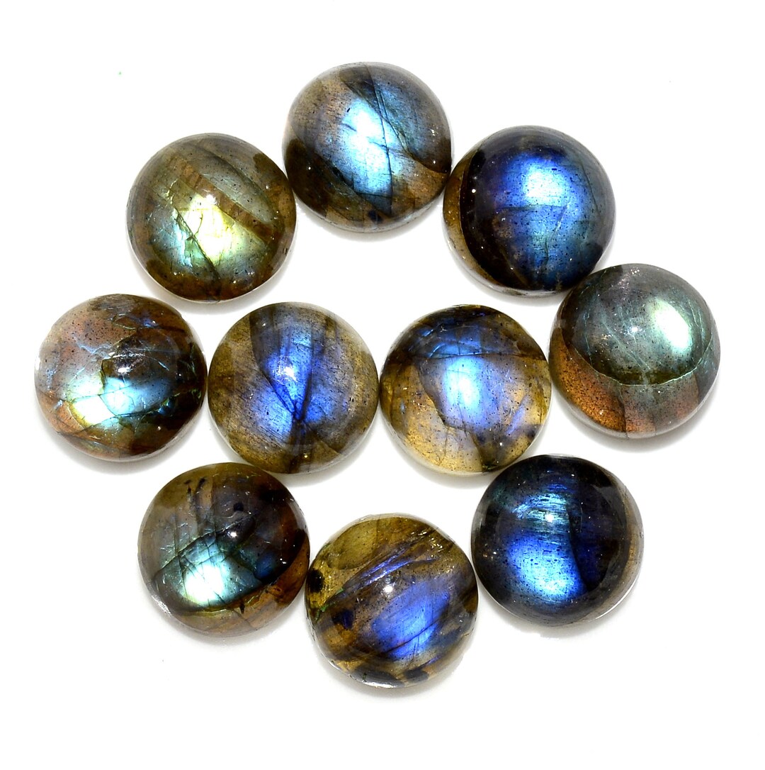 9 Mm Natural Labradorite Round Cabochon Lot 10 Pcs Blue Fire Calibrated ...