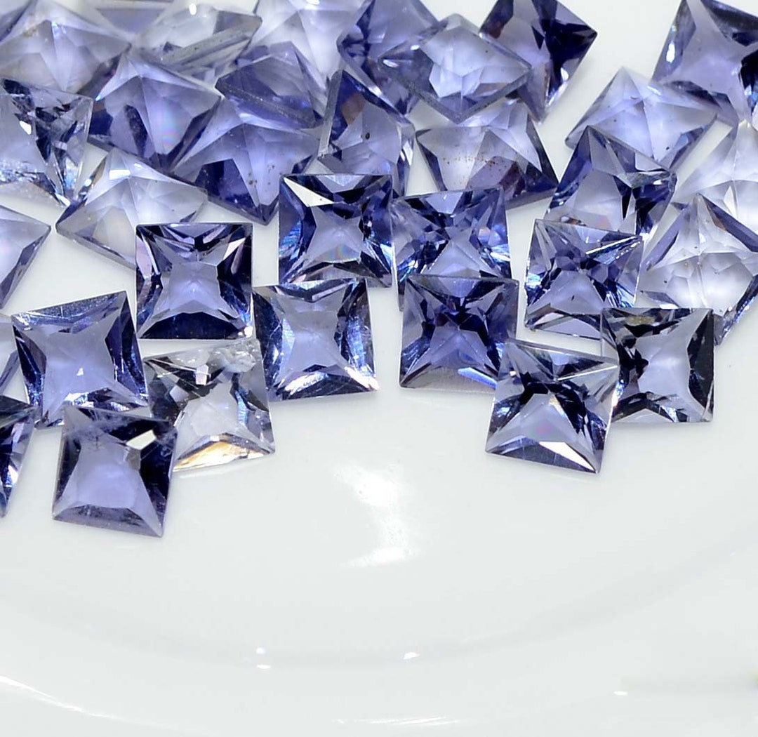 3 Mm to 5 Mm Natural Iolite Square Cut Lot Calibrated Loose Gemstones ...