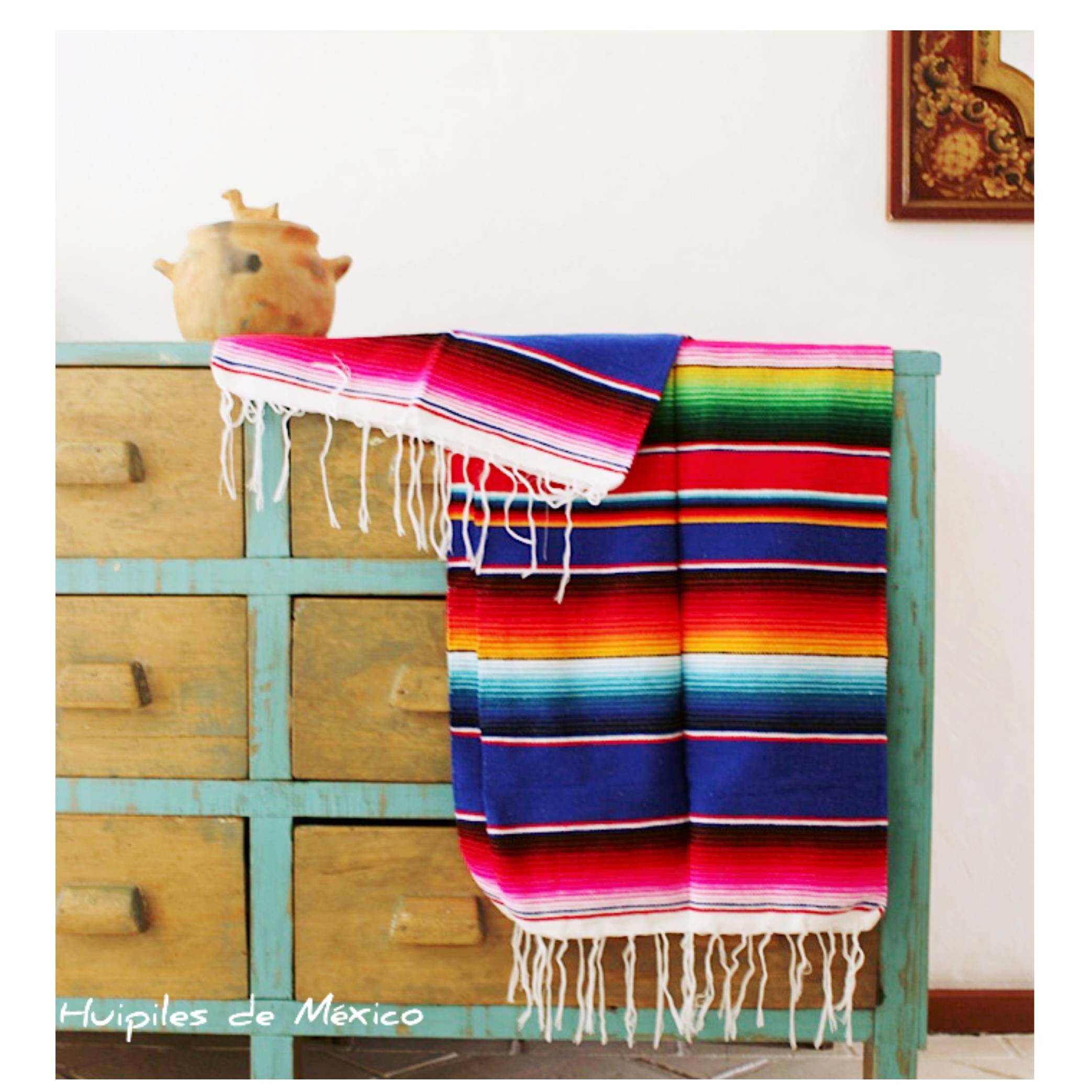 Mexican Fabric Mexican Textile Beach Blanket Rug Traditional Sarape ...
