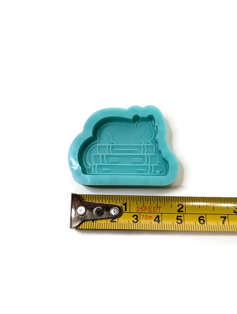 Cat on a Book Stack Resin Mold - Magnet and Wax Melt Mold - Engraved ...