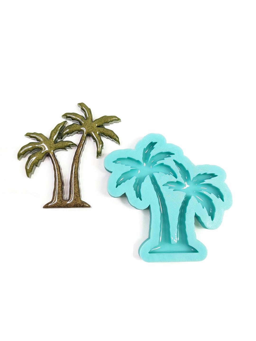 Glossy Double Palm Tree Resin Mold - Domed Finish Unique Beach Theme ...