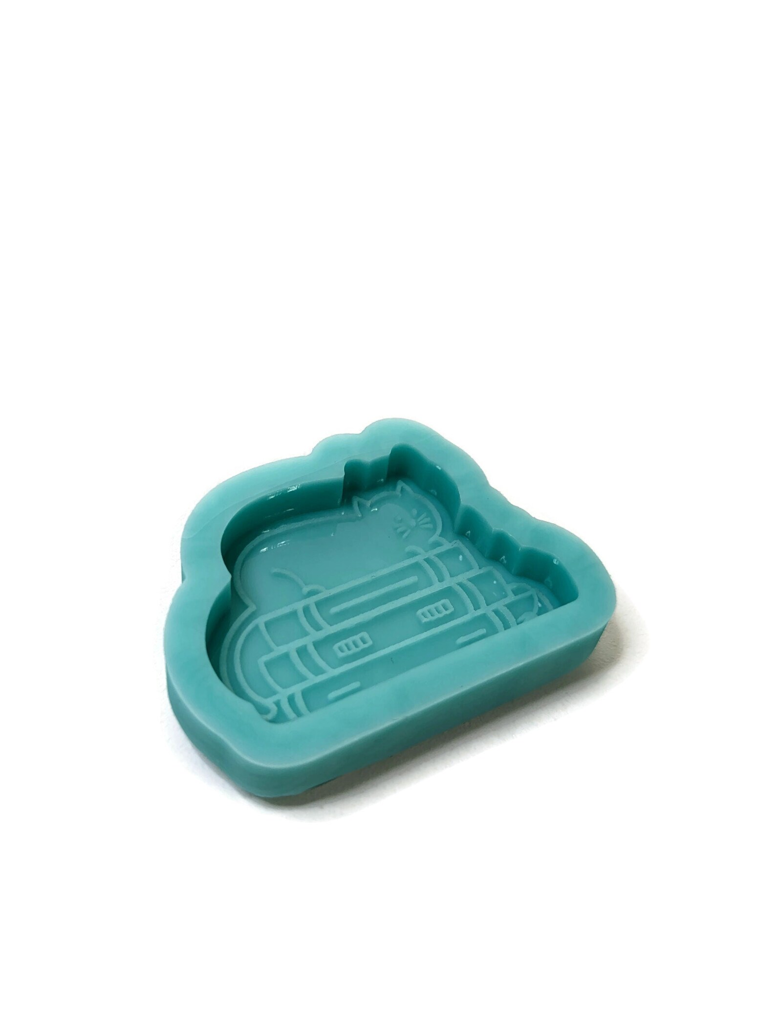 Cat on a Book Stack Resin Mold - Magnet and Wax Melt Mold - Engraved ...