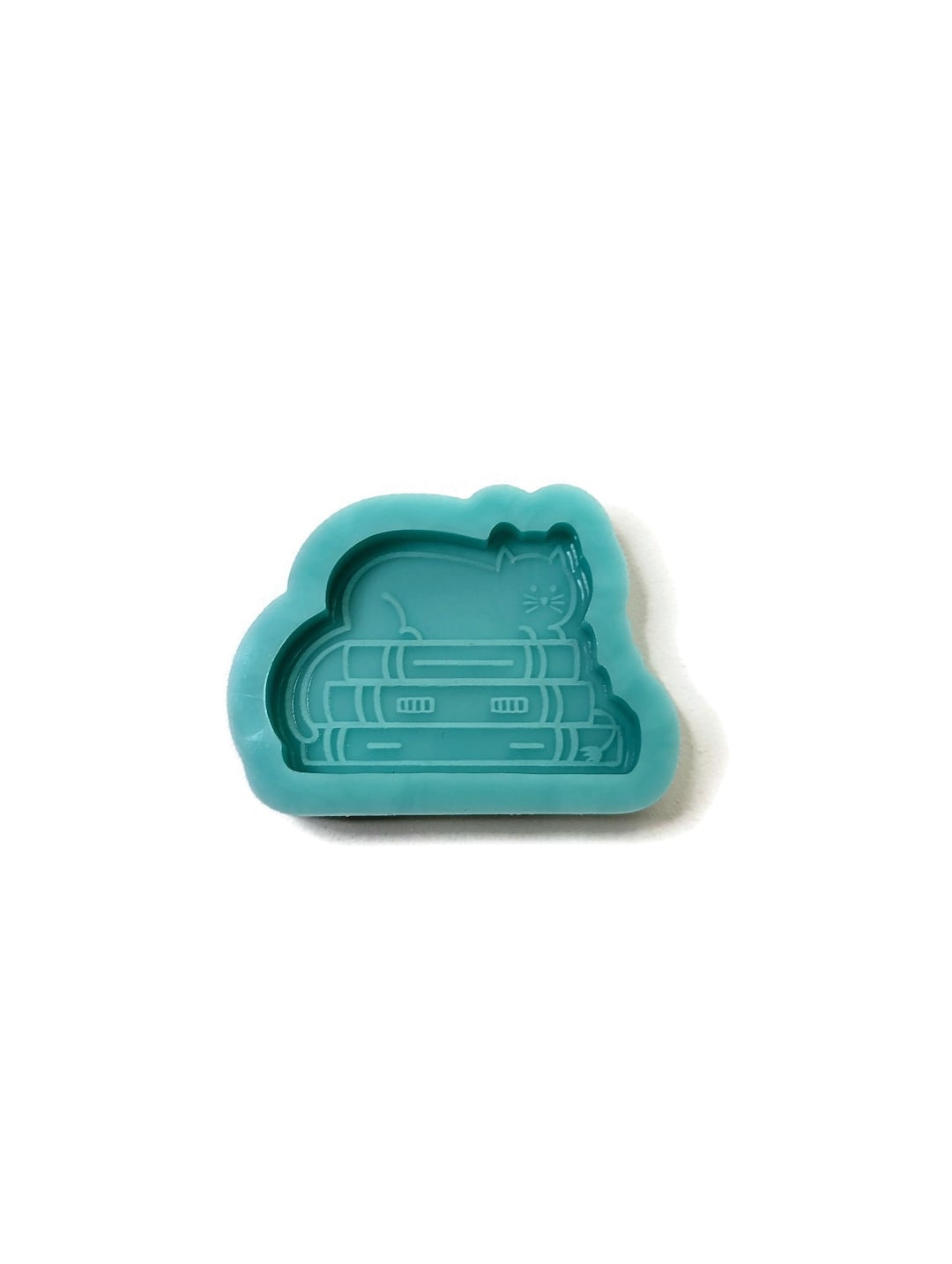 Cat on a Book Stack Resin Mold - Magnet and Wax Melt Mold - Engraved ...