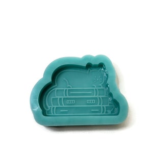 Cat on a Book Stack Resin Mold - Magnet and Wax Melt Mold - Engraved ...