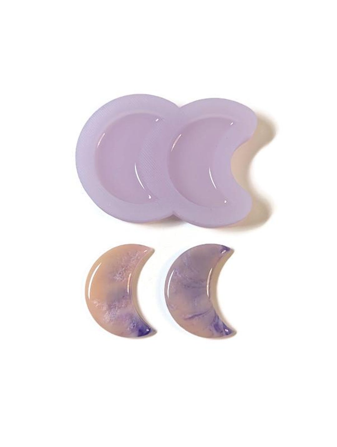 1.5" Moon Pair Mold - Domed Finish Crescent Moon Silicone Mold for ...