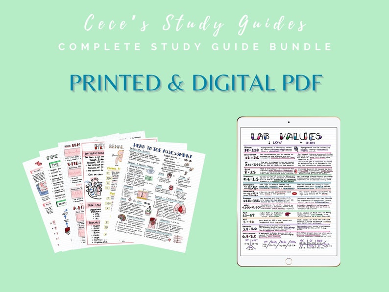 PRINTED DIGITAL Complete Nursing Study Guide Bundle Hard - Etsy
