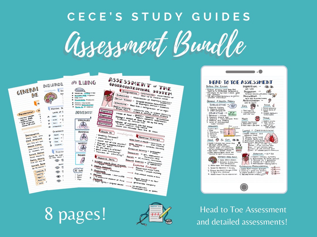 Health Assessment Bundle ™ Nursing School Notes to Help Pass NCLEX RN ...
