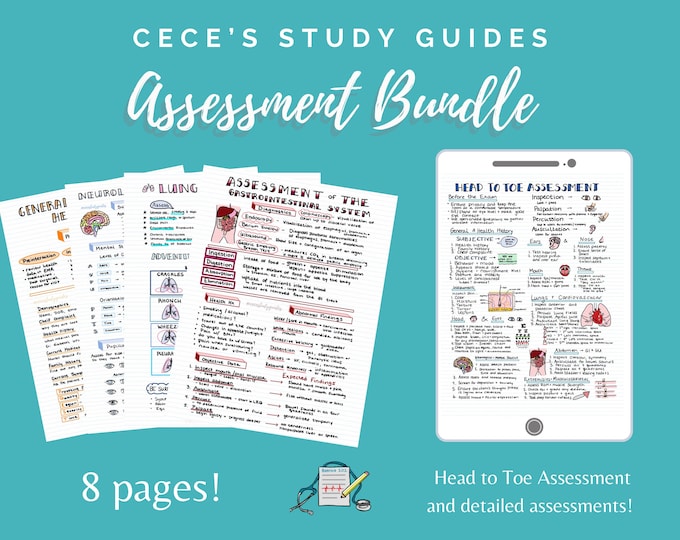 Health Assessment Bundle ™ - Nursing School Notes to Help Pass NCLEX RN ...