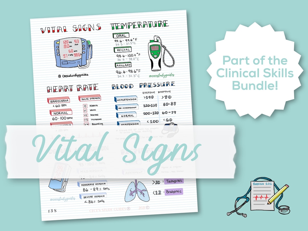 Vital Signs - Nursing Notes and Study Guides by Cece - Etsy