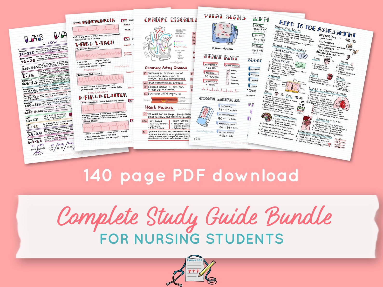 DIGITAL Complete Study Guide Bundle for Nursing Students - Etsy
