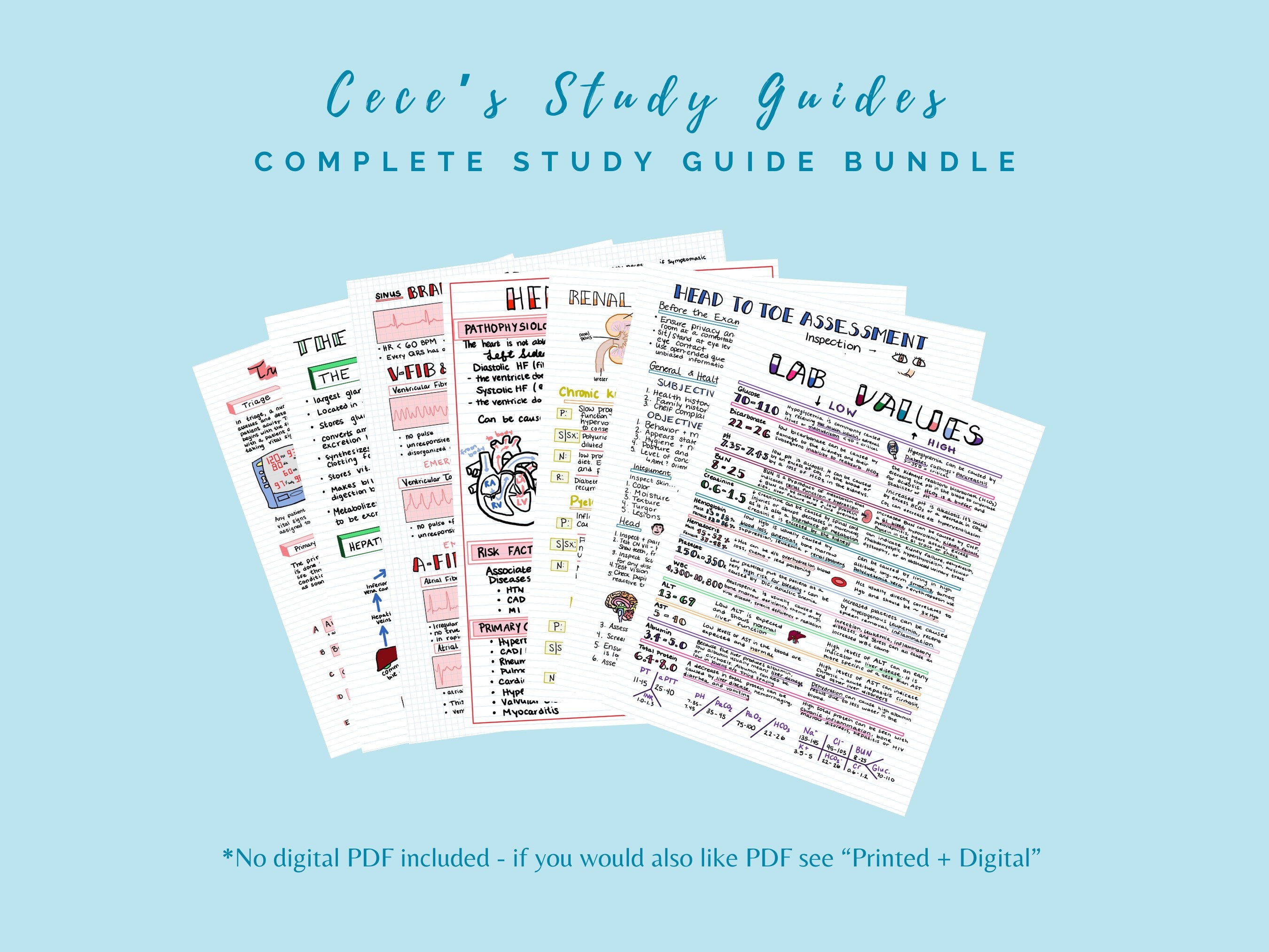 PRINTED ONLY - Complete NCLEX Study Guide Bundle - Includes Physical ...