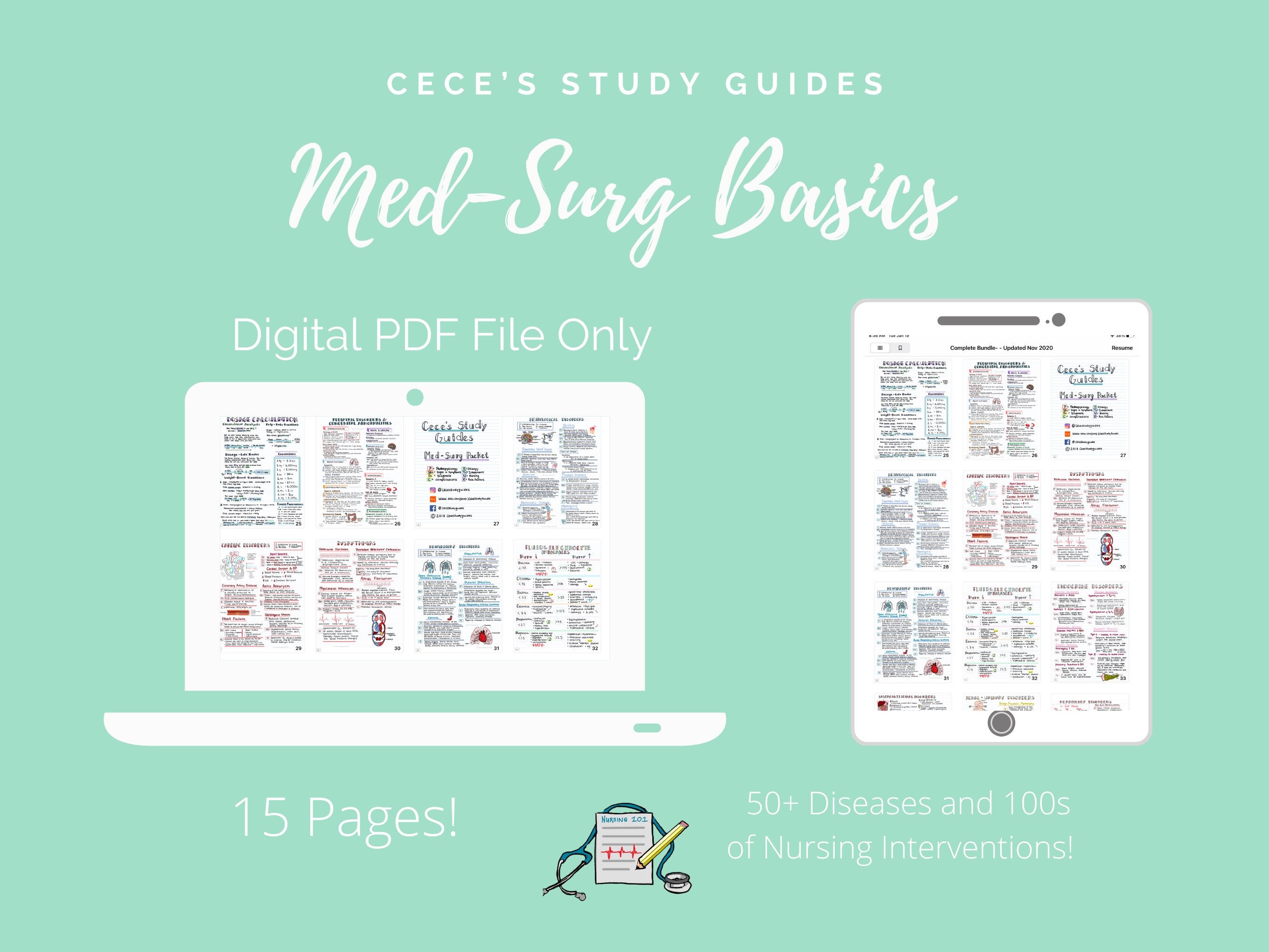 Med-Surg Basics Bundle ™, Nursing Study Guide, Nursing Cheat Sheet ... Med-Surg Basics Bundle ™, Nursing Study Guide, Nursing Cheat Sheet ...