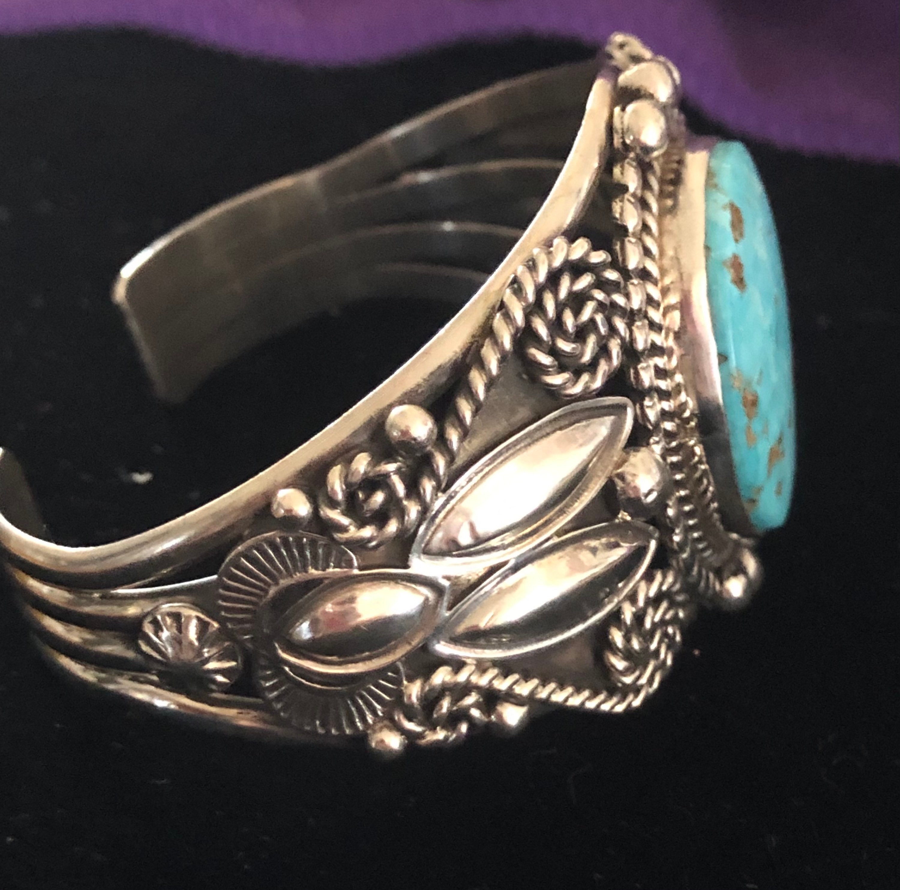 Native American Navajo Handmade Sterling Silver Kingman Turquoise ...